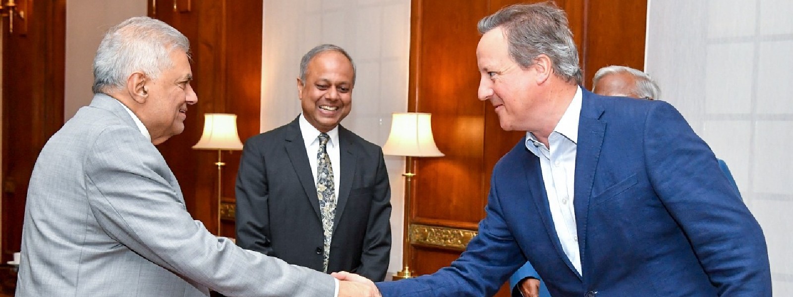 Former UK Prime Minister David Cameron meets Sri Lankan President