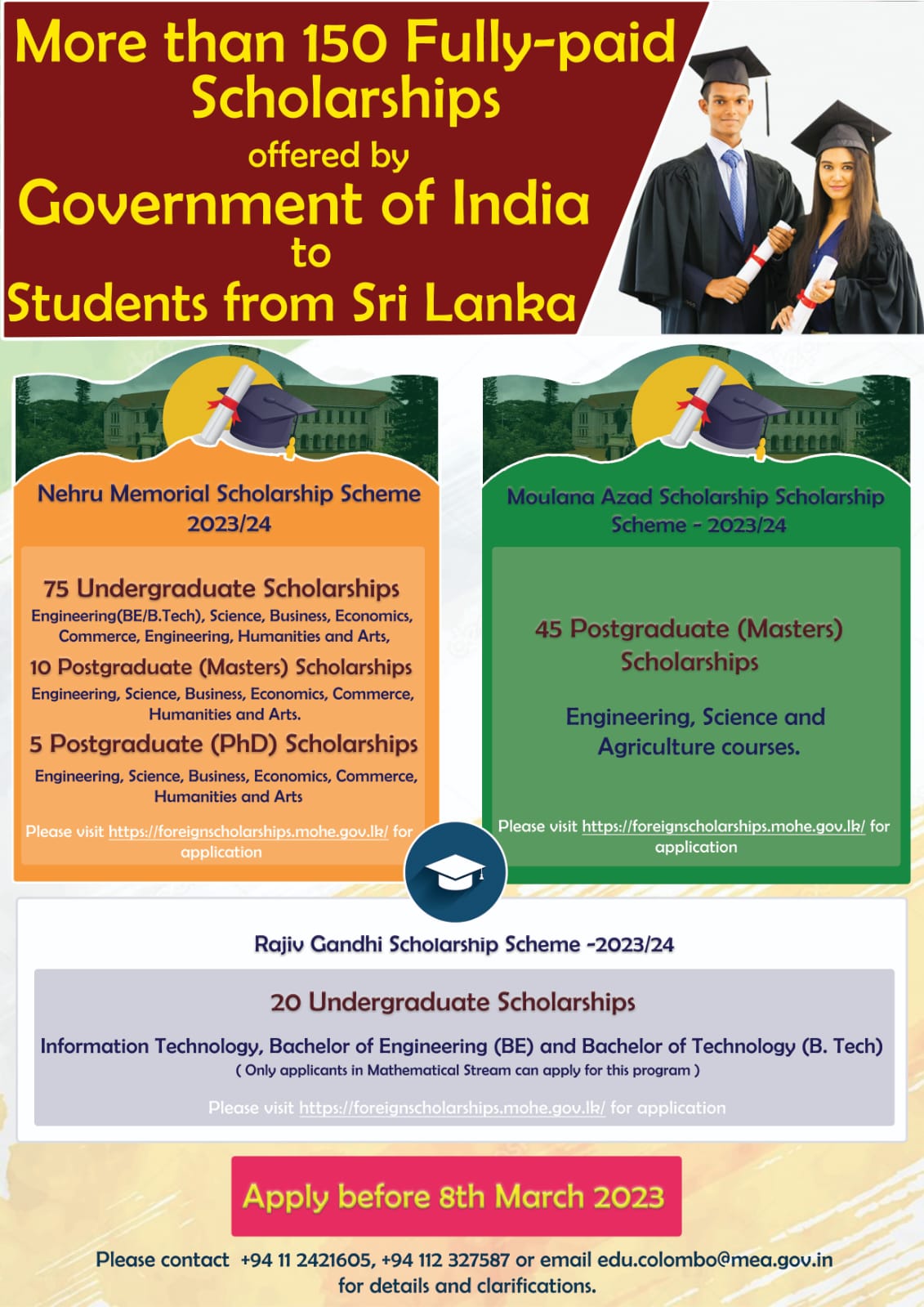Indian Government is offering over 150 scholarships to Sri Lankan ...