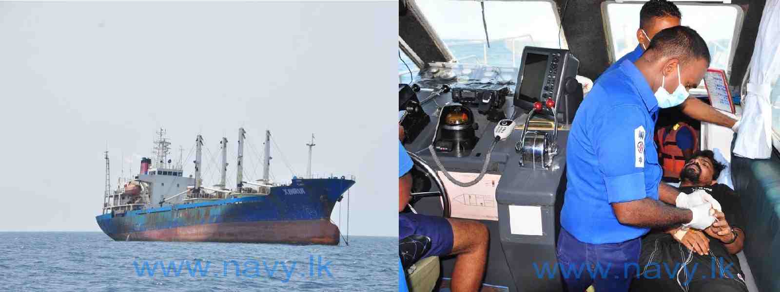Ill sailor aboard foreign vessel brought ashore by Sri Lanka Navy for ...