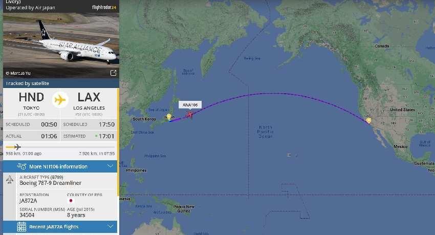 Double New Year's for NH106: Tokyo to LA Flight Bridges Time Zones and ...