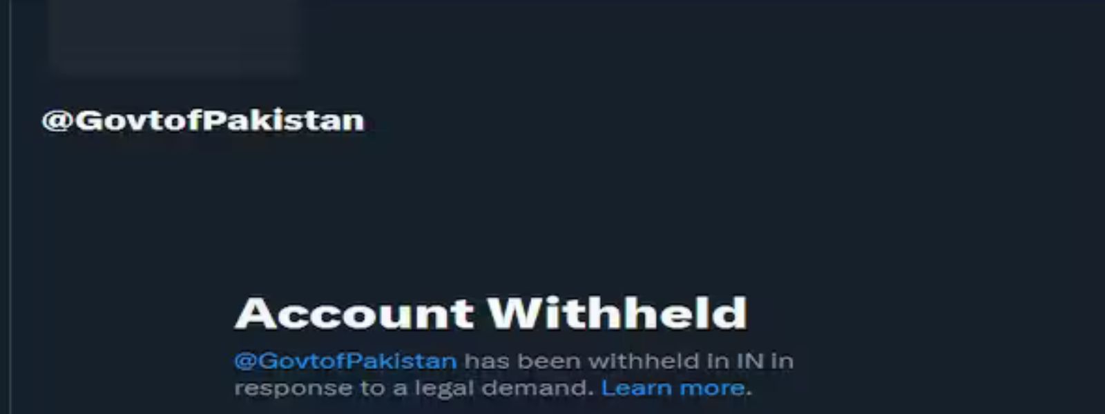 Pakistan Government's X Account Suspended In India